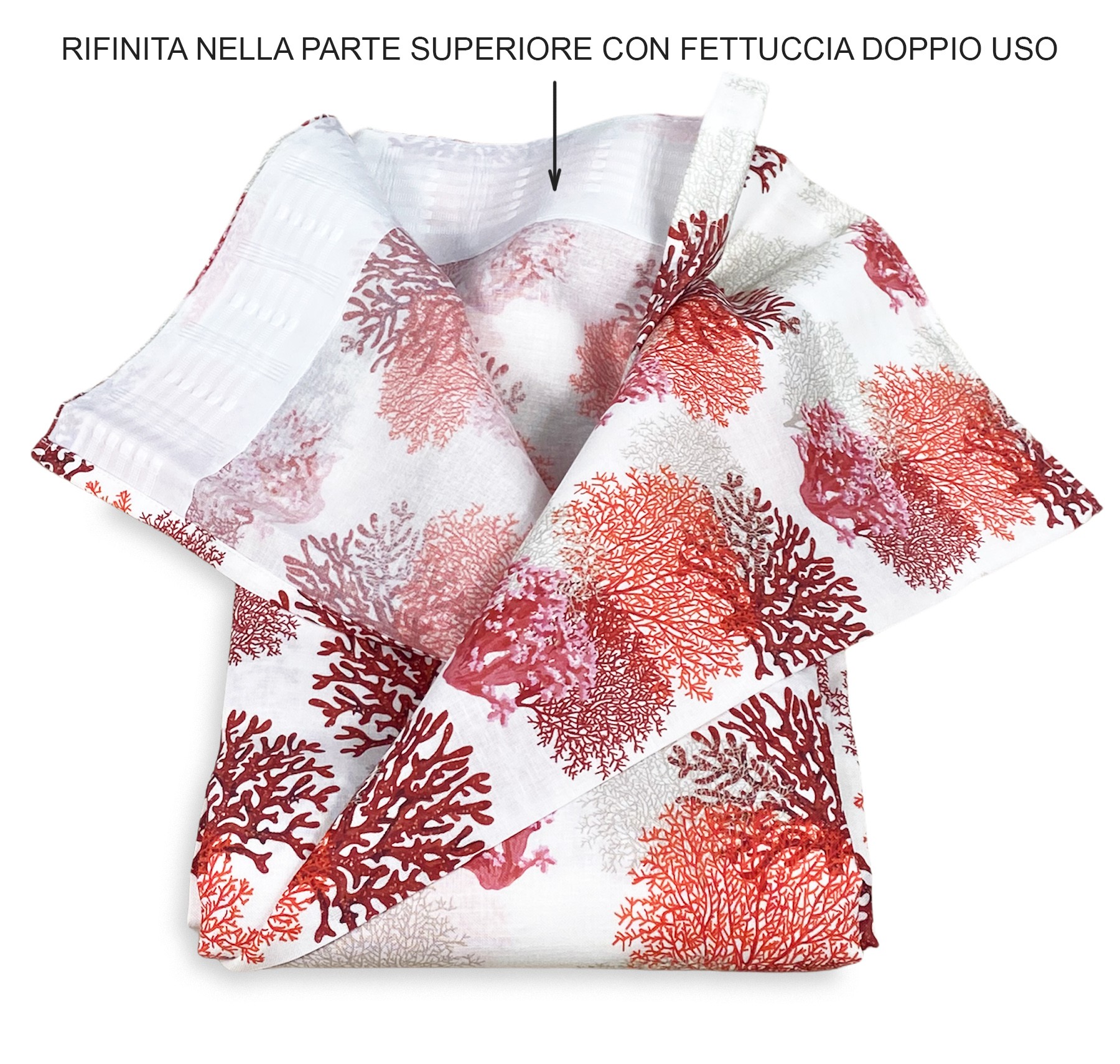 TENDA CORALLO rossa cm.160X300 confezionata MADE in ITALY misto lino